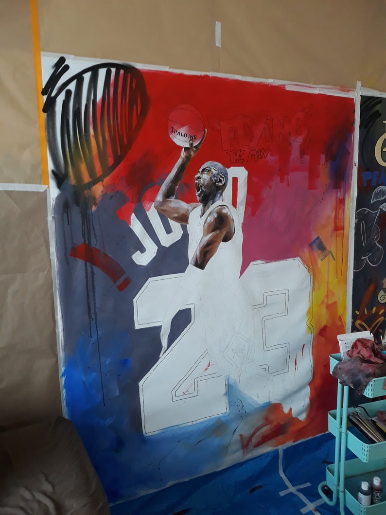 Michael Jordan Graffiti Art Painting on Canvas / Chicago Bulls Wall Art ...