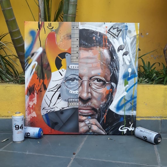 Eric Clapton Palette Knife Figure Of Musician Modern Wall