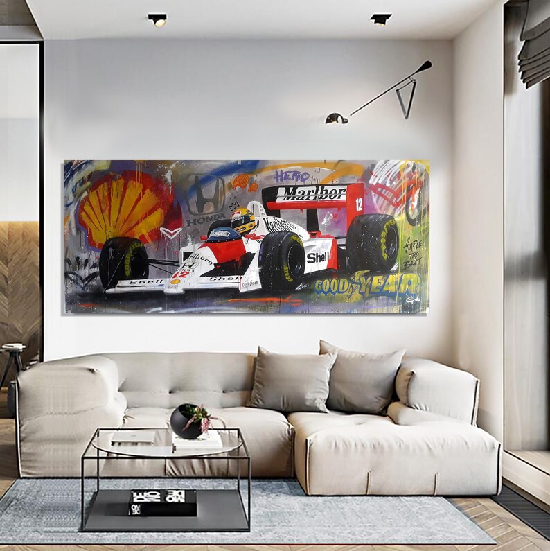 Ayrton Senna Canvas Painting Wall Art / Senna F1 Poster / Simply the ...