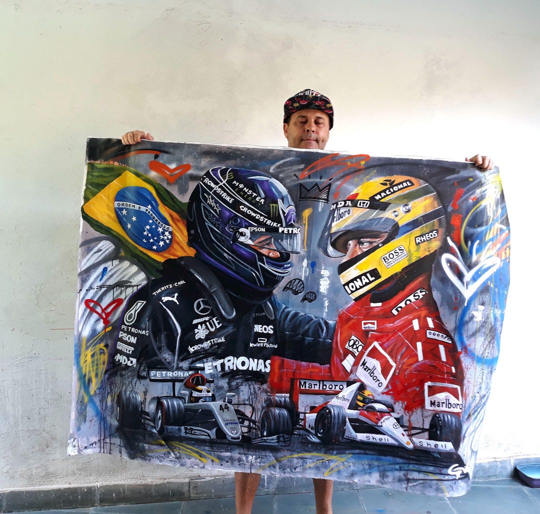 Ayrton Senna and Lewis Hamilton /canvas Painting Wall Art / Senna F1 ...