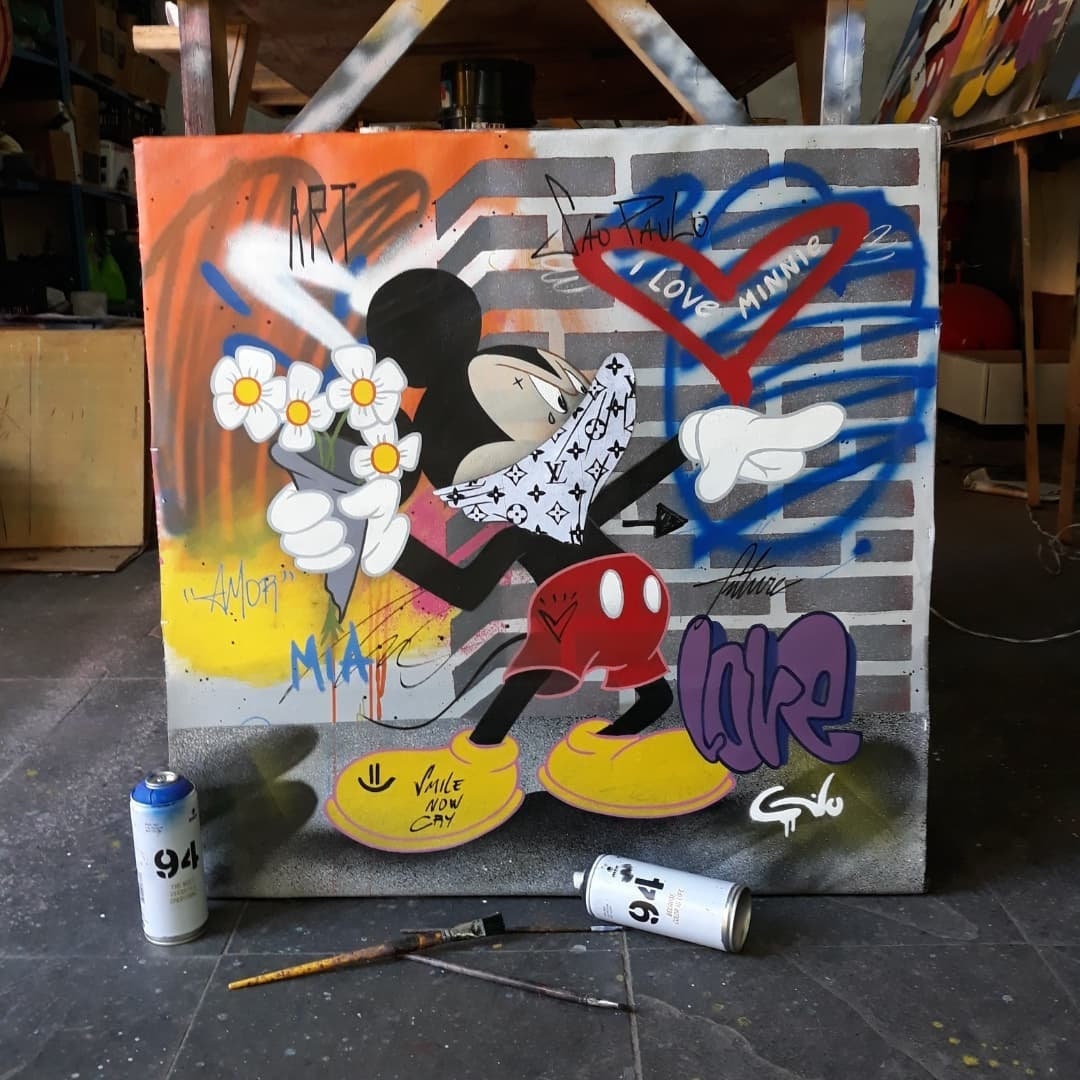 Mickey Mouse Banksy Art Painting on Canvas Original / Walt Disney ...