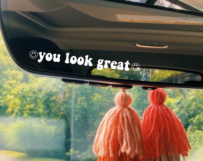 You Look Great Smiley Face Rear View Mirror Decal Car | Etsy