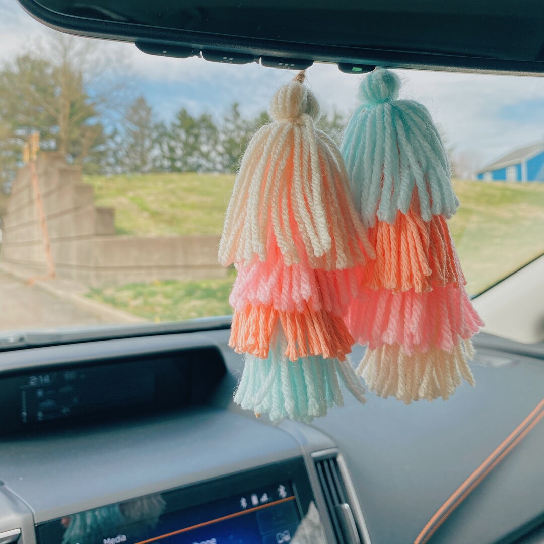 Pastel Tassels Car Charm Bohemian Oil Diffuser Car Accessories Car ...