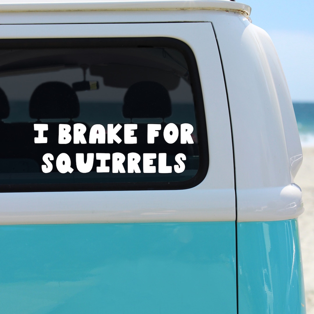 I Brake for Squirrels Car Decal - Retro Boho Funny Car Decor ...