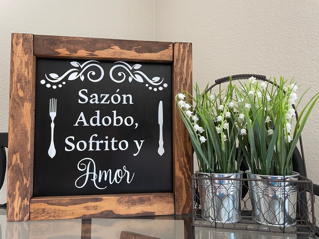 Spanish Home Decor, Seasoned With Love, Kitchen Sign,cocina, Food Sign ...