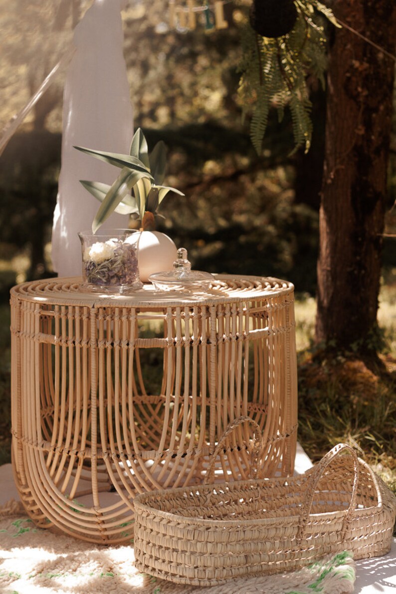 Set coffee table in rattan and metal JAVA | Etsy