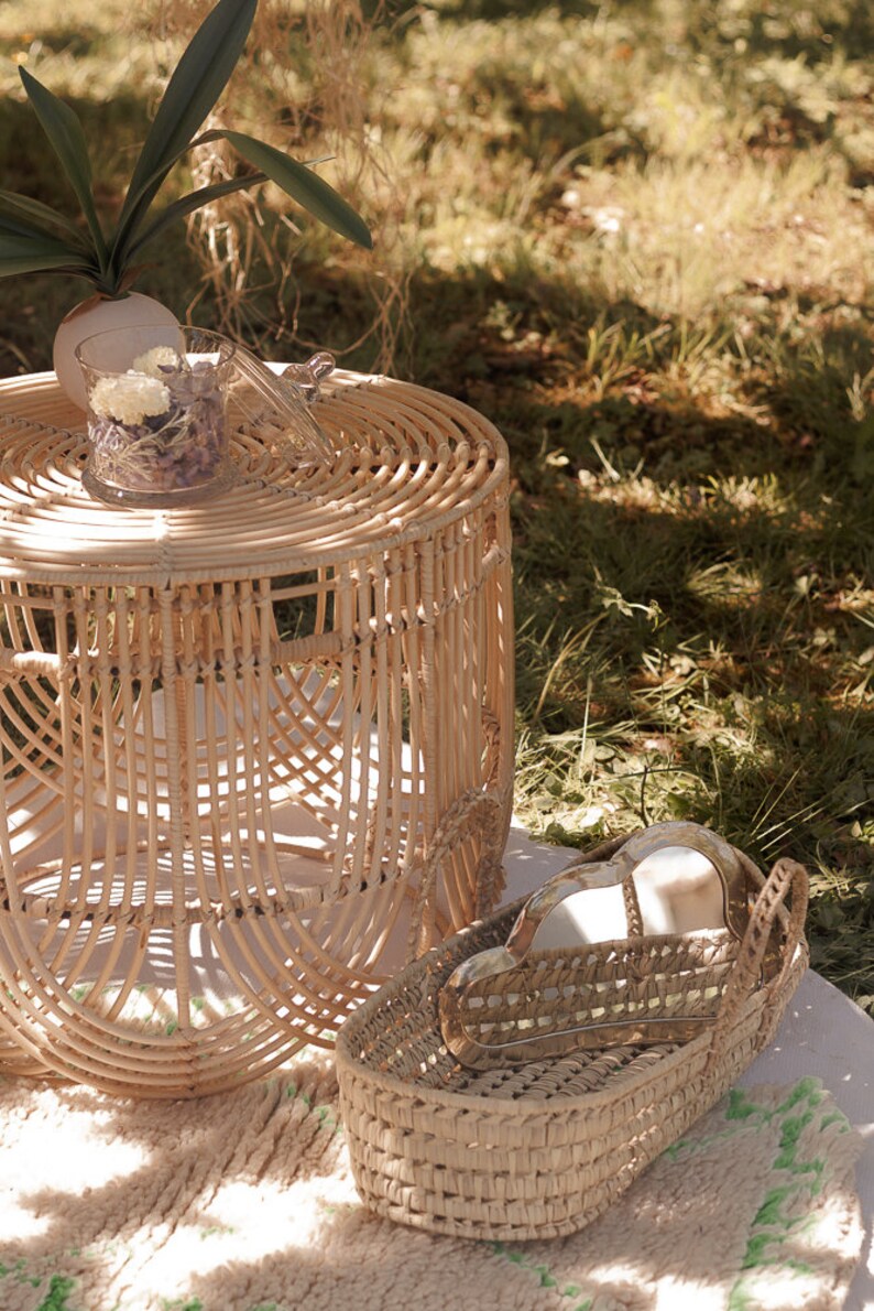 Set coffee table in rattan and metal JAVA | Etsy