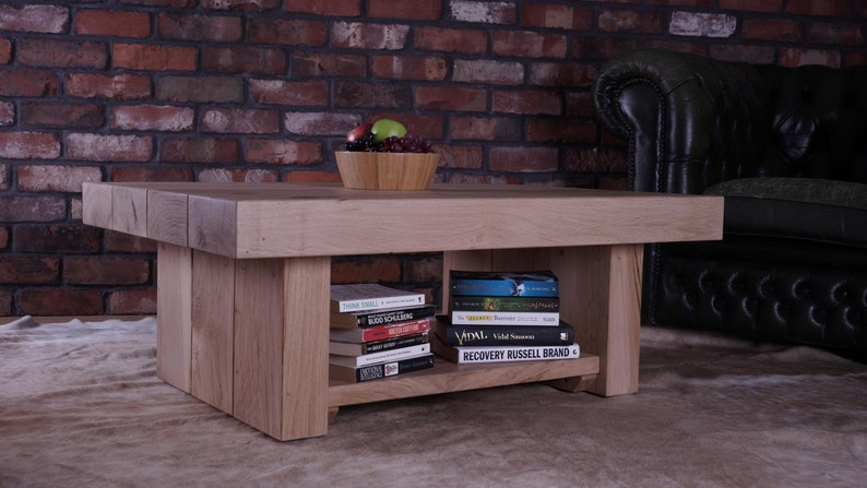 Chunky Oak Sleeper Coffee Table With Shelf Hardwood Oak - Etsy UK
