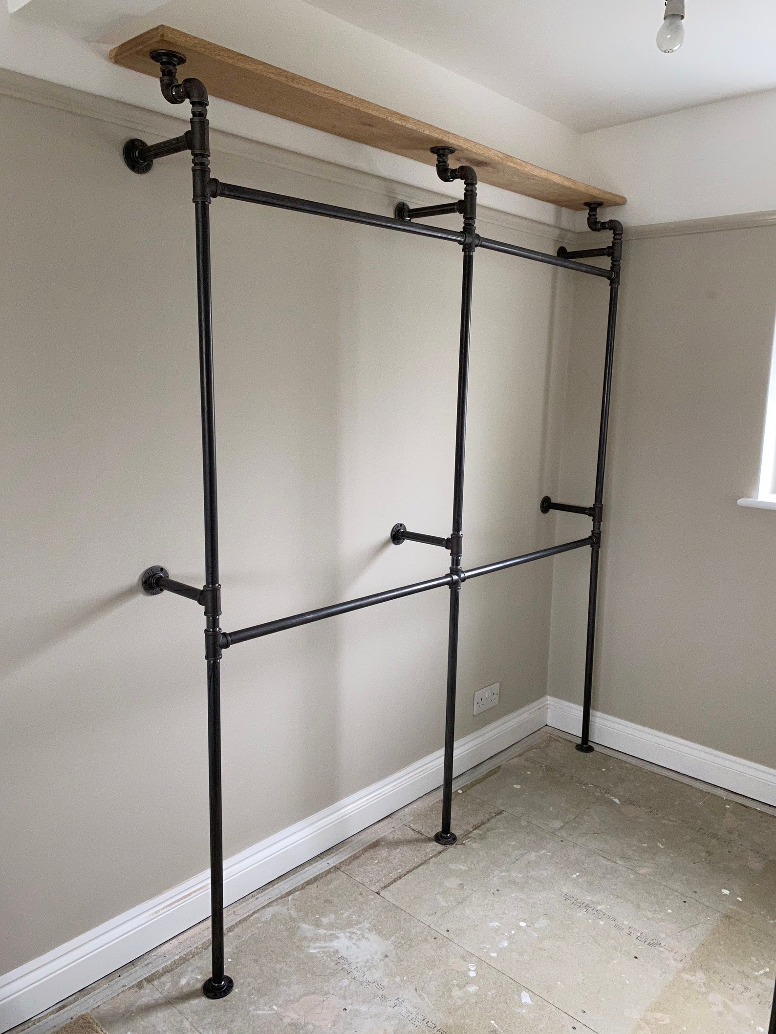 Urban Living Industrial Black Clothes Rail With Wooden Oak | Etsy UK