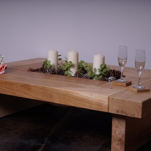 Oak Sleeper Chunky Coffee Table With Center Feature Home Living Room ...