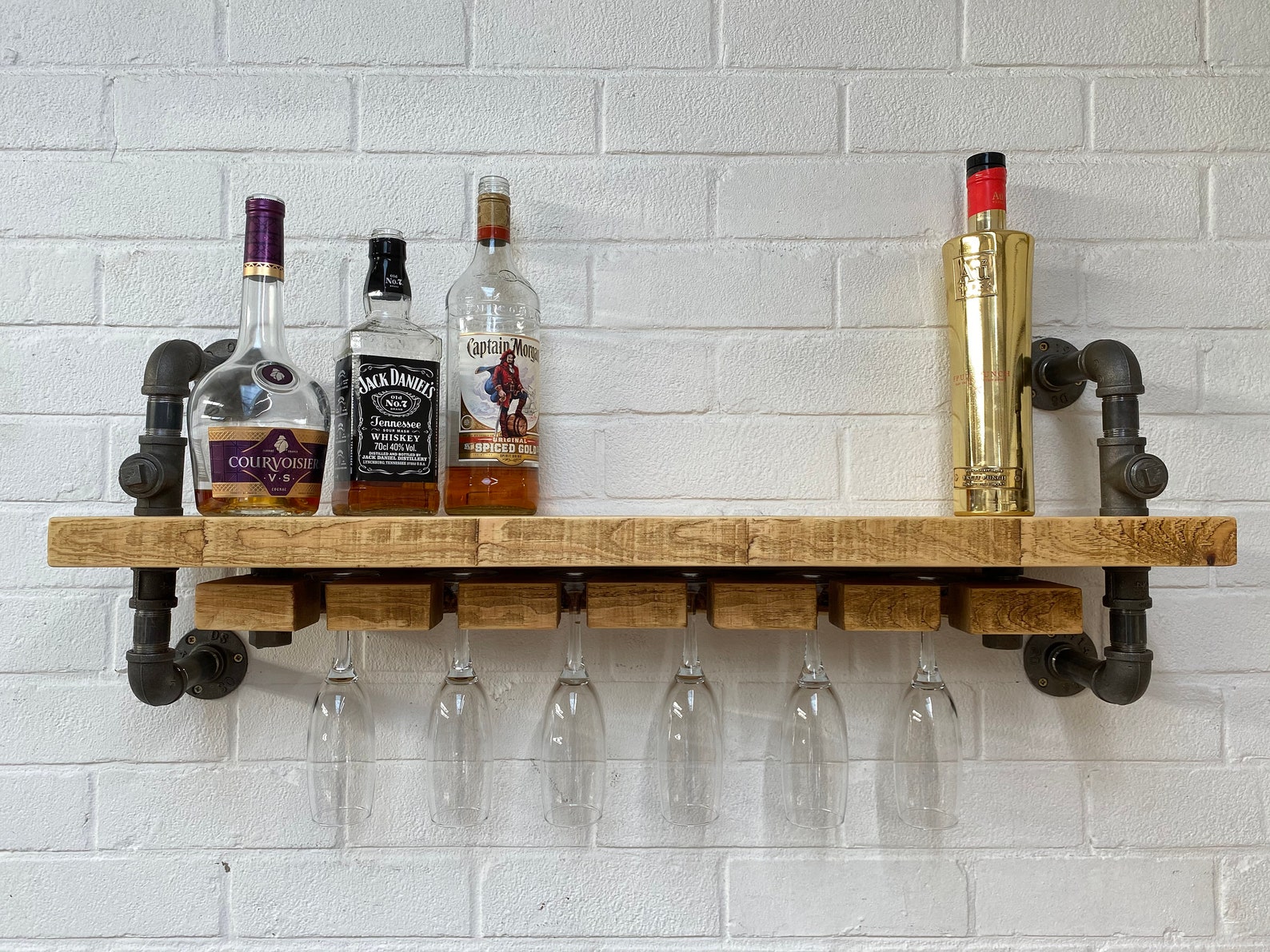 Custom Hand-made Bar Shelving Storage Unit Wine Rack / Wall Bar / Home ...
