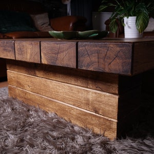 Rustic Chunky Rail-way Sleeper Pine Coffee Table With Stacked Legs ...