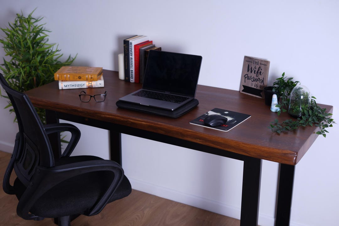 Live-edge Oak Desk With Matt Black Square Legs Boston Desk Waney Edge ...