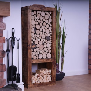 Chunky Rustic Indoor Wooden Log Store - Multiple Sizes Available ...