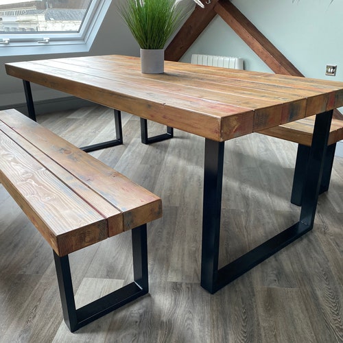 Colourful Dining Table & Bench Set Combo With Black Steel - Etsy