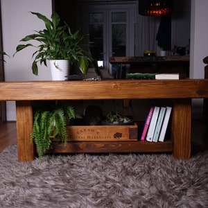 Hand-made Chunky Rail-way Sleeper Pine Coffee Table With Shelf ...