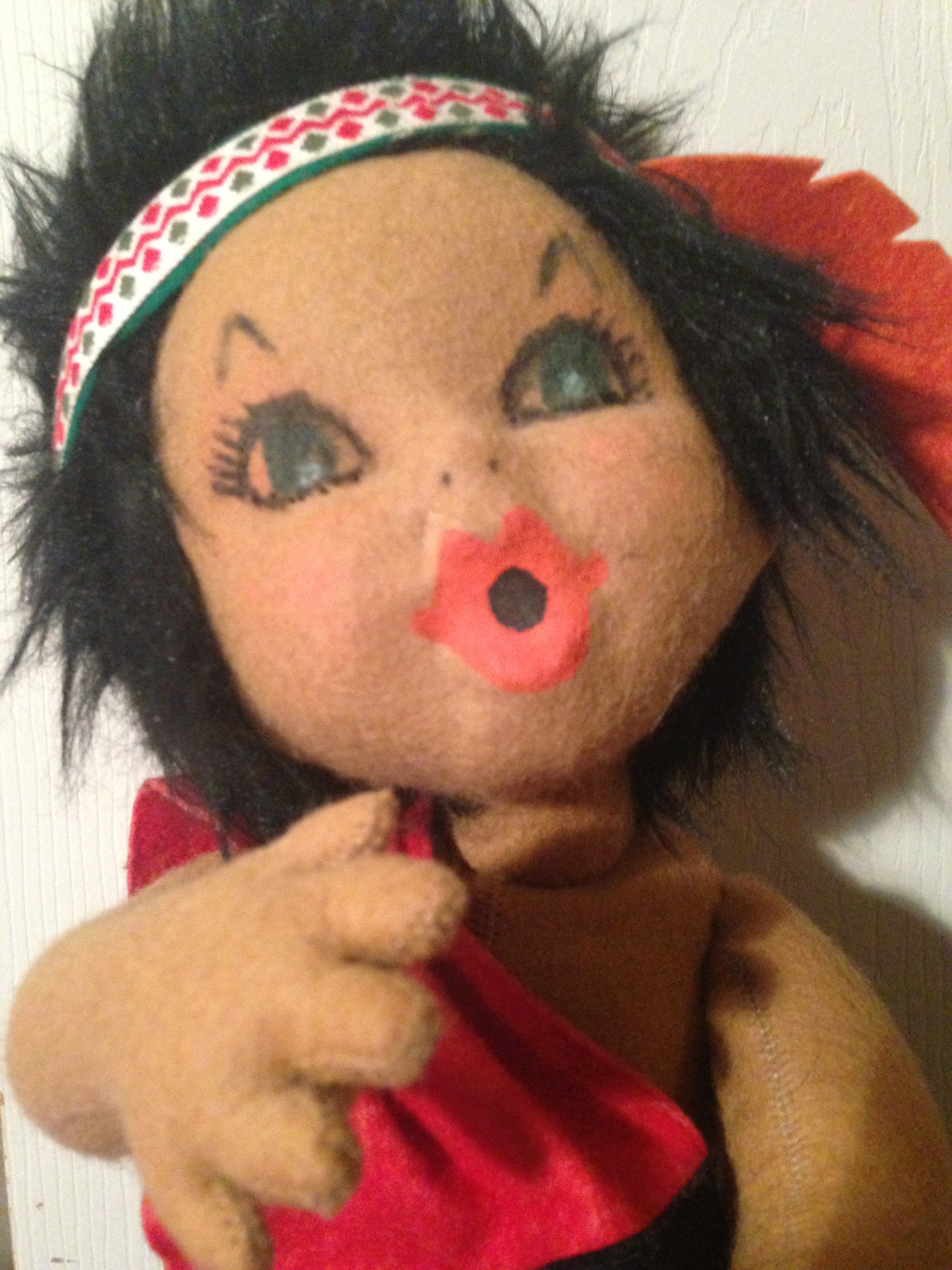RARE Vintage Felt Doll-molded Painted Face-little Indian Boy-looks Like ...