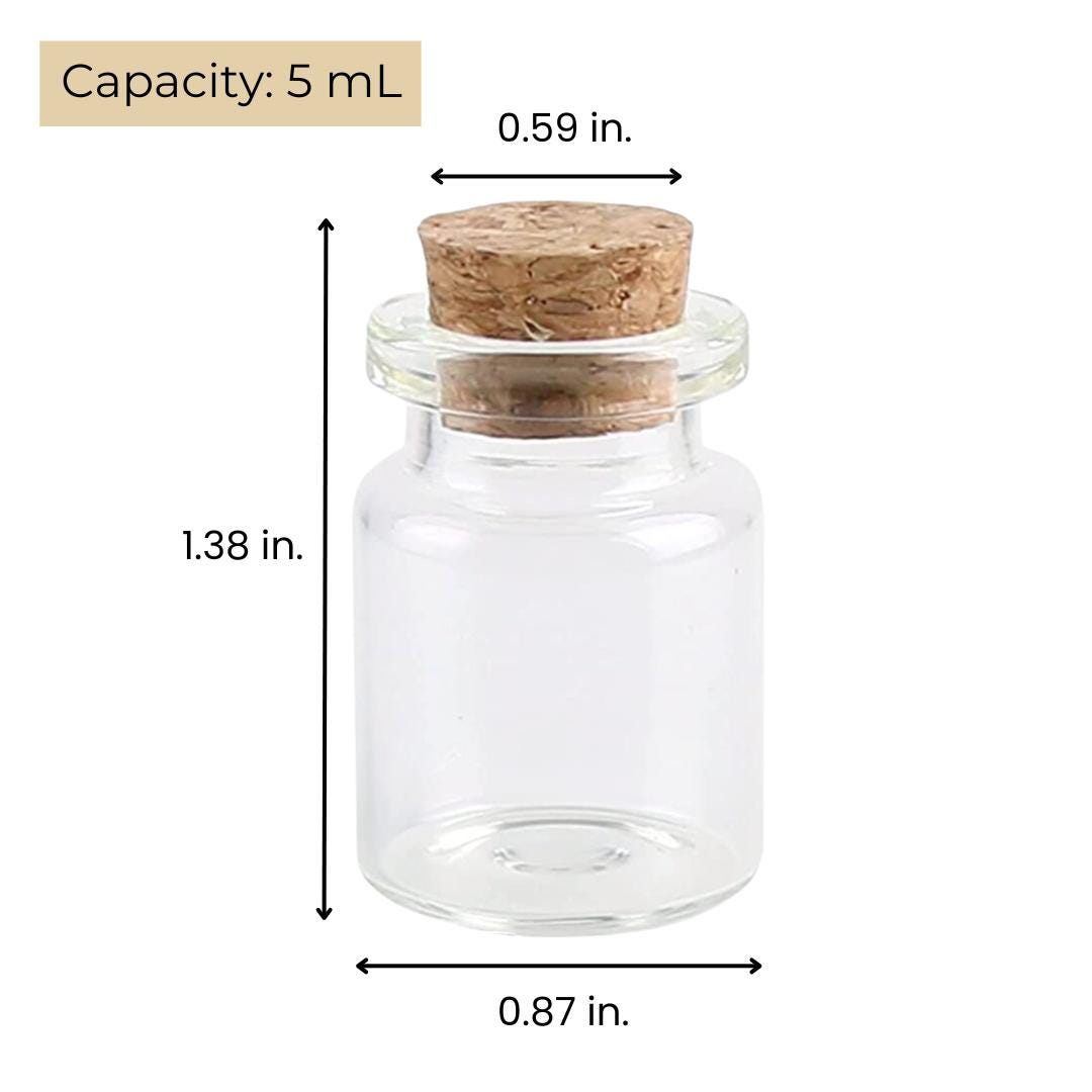 5 Ml Tiny Glass Jars With Cork Lids Mini Bottles for Spices, Herbs ...