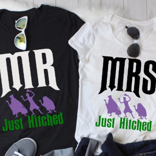 Set Disney Just Married Shirts Disney Wedding Haunted Etsy