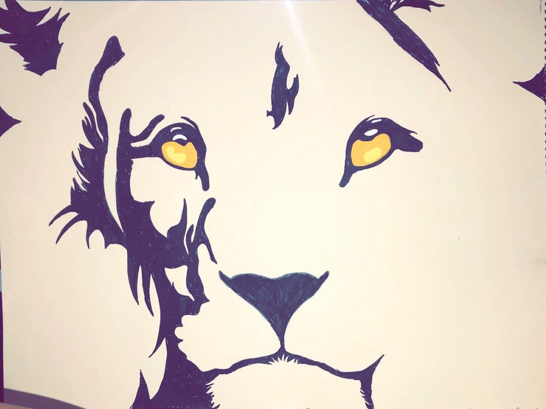 Negative Space Lion - Etsy