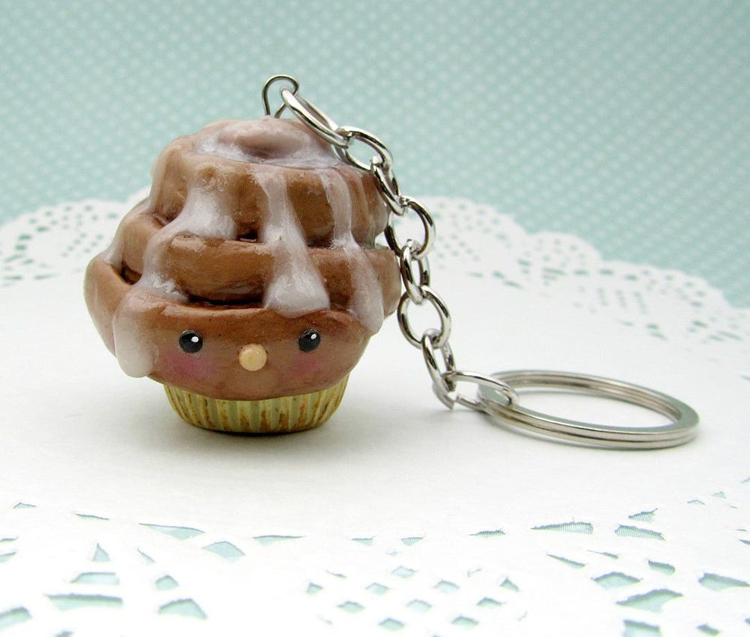 Cinnamon Roll Charm Keychain Big Charm Polymer Clay Charm Clay Charm ...