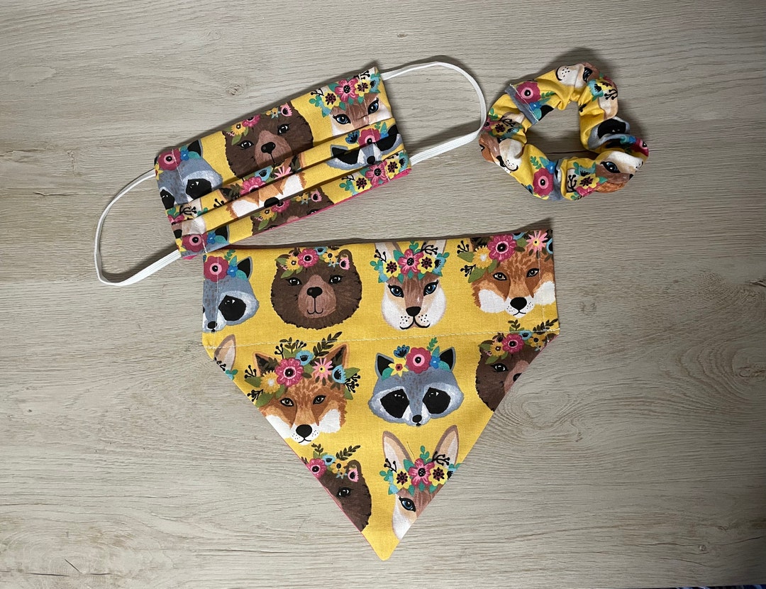Boho Animal Head Matching Set /pet Bandana/facemask /hair Scrunchie - Etsy