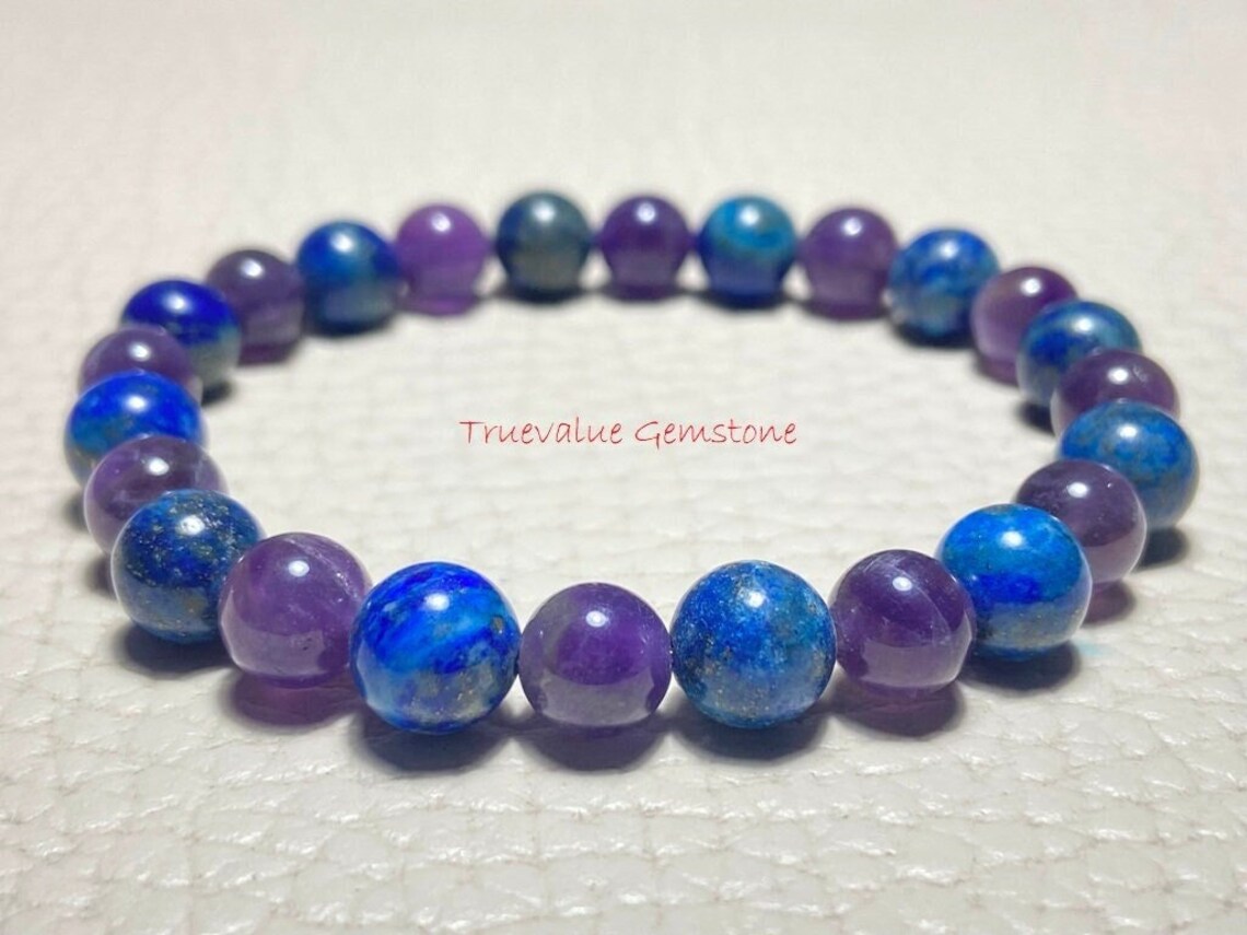 Amethyst Lapis Lazuli Bracelet: Handmade Beaded Chakra Jewelry - Etsy