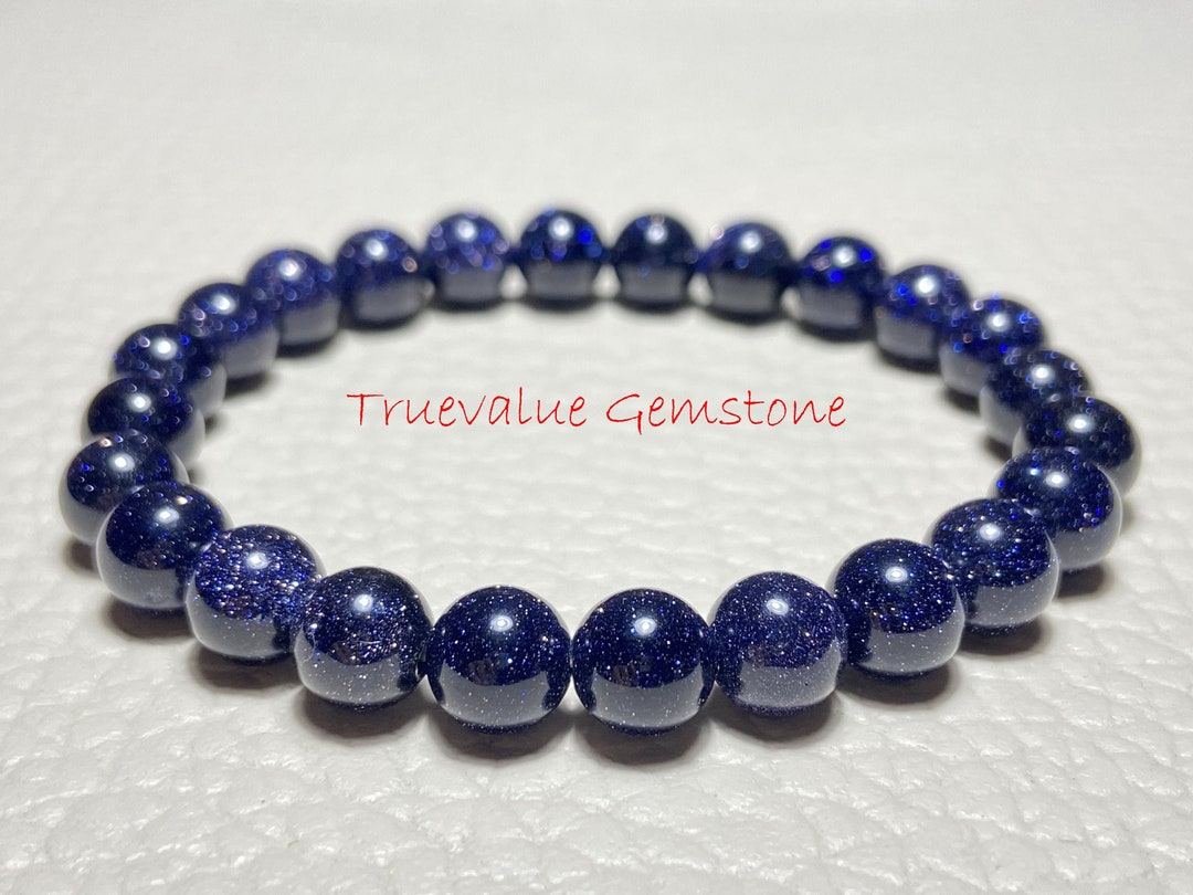 Blue Sandstone Bracelet: 8mm Beaded Boho Healing Bracelet - Etsy