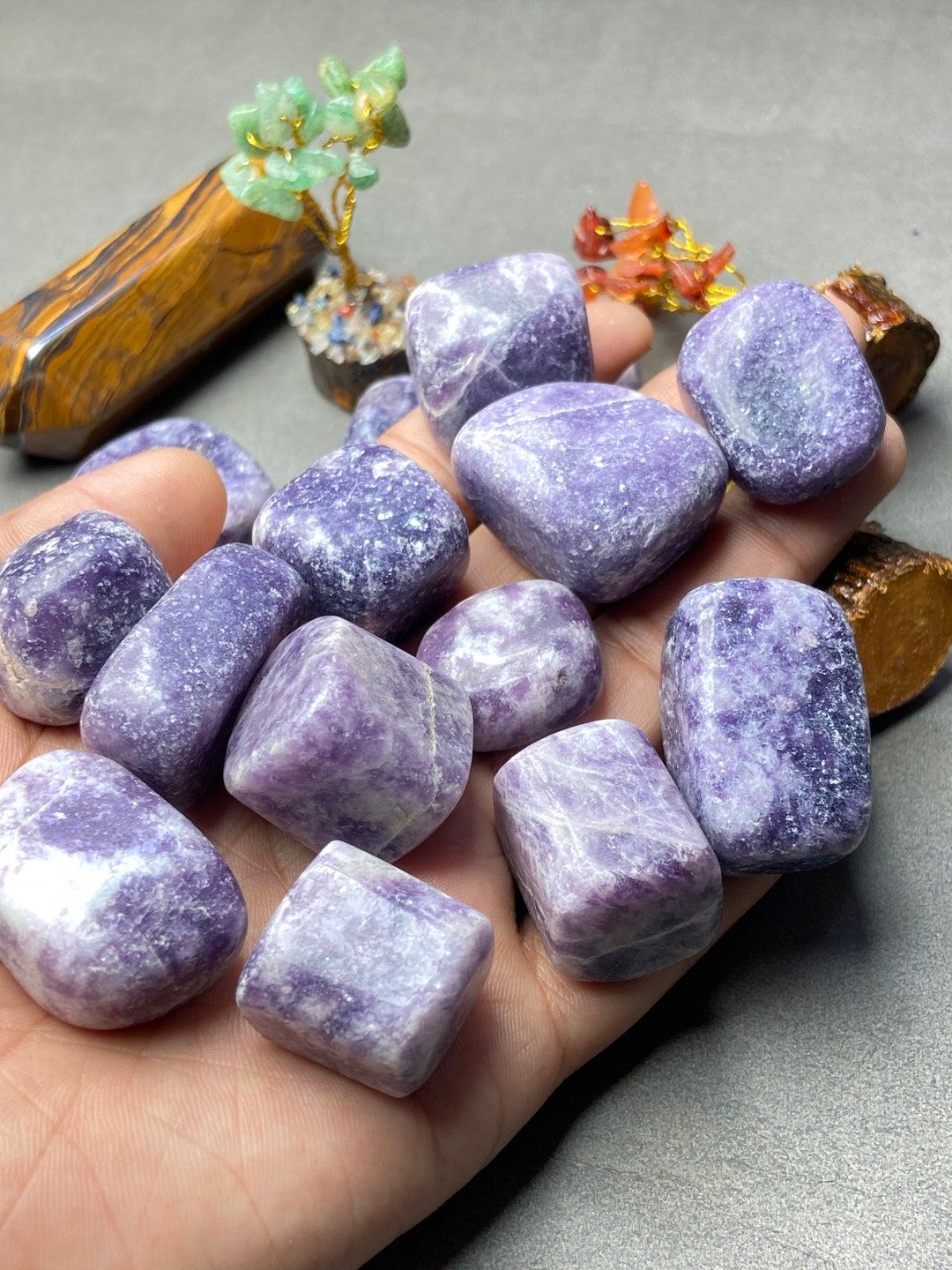 Purple Lepidolite Tumbled Stone - Natural Polished Crystal Gemstone for ...