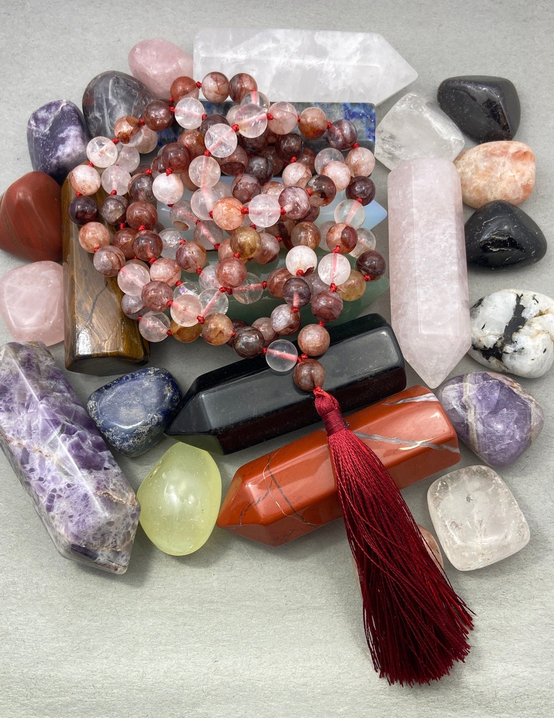 Garden Quartz Mala Lodolite Mala Red Garden Quartz Necklace Garden Quartz Necklace Landscape