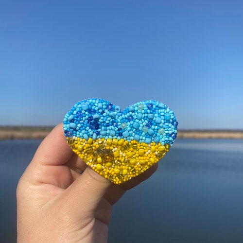 Ukrainian Flag Heart Ukraine Brooch Paired Brooches - Etsy