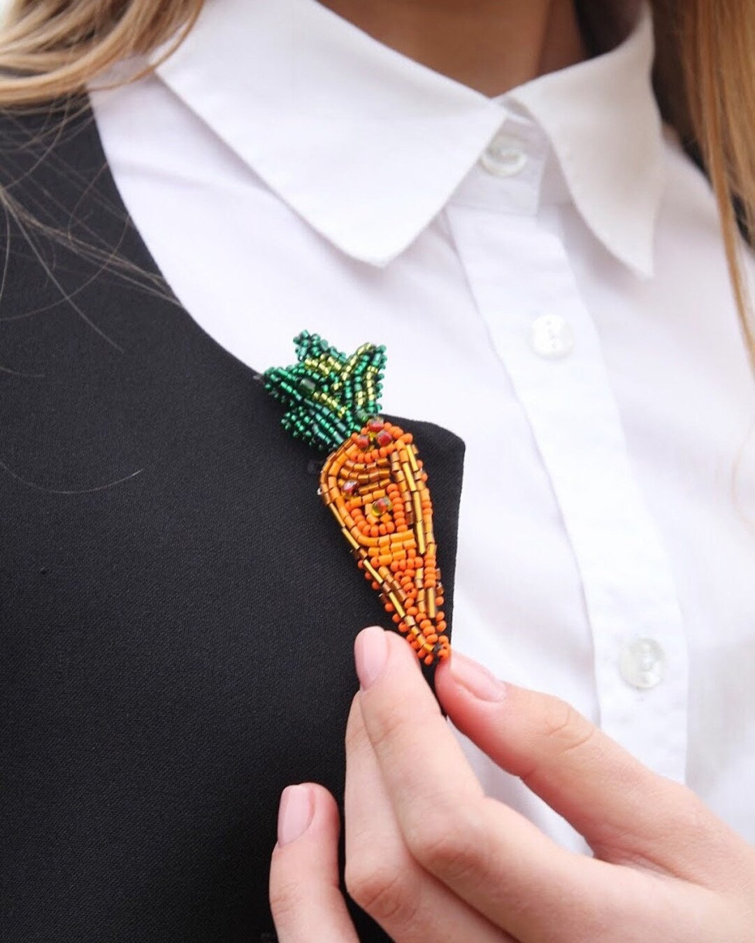 Handmade Carrot Vegetable Brooch - Unique Orange Decoration for Jacket ...