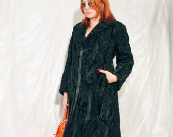 70s Black Furry Coat - Etsy