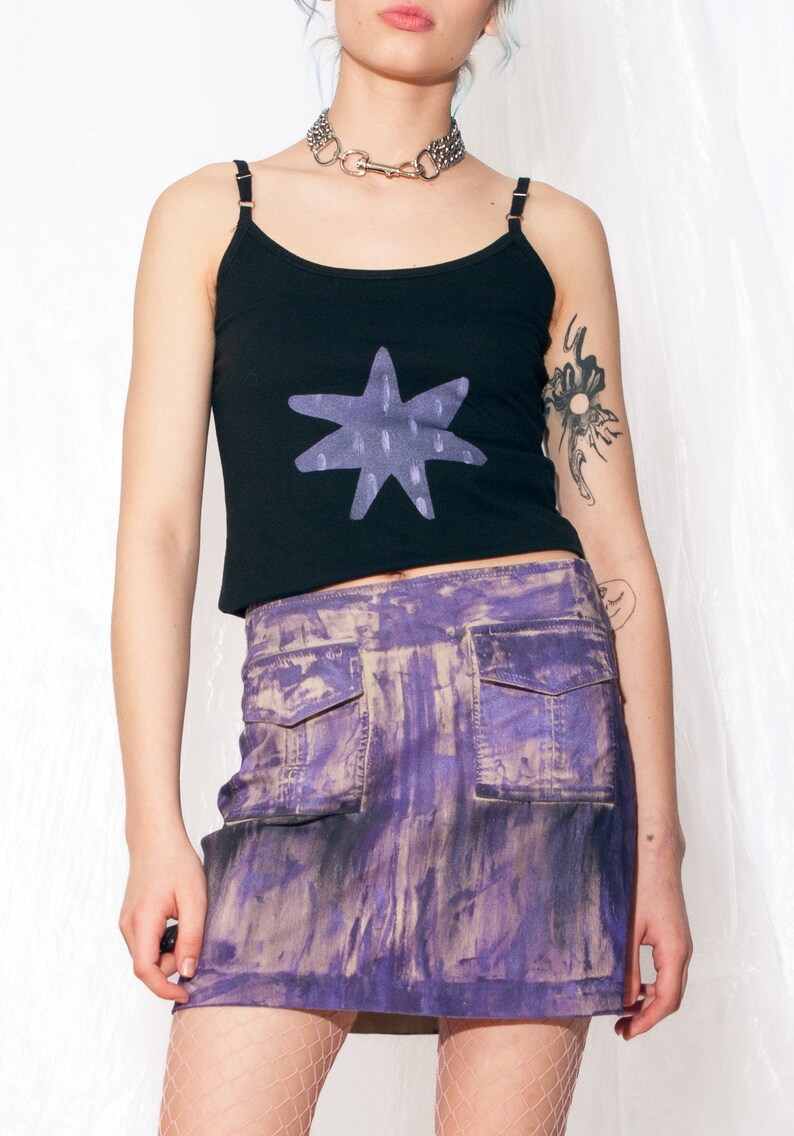 Vintage Slip Top 90s Reworked Hand Painted Star Crop Top 1990s - Etsy