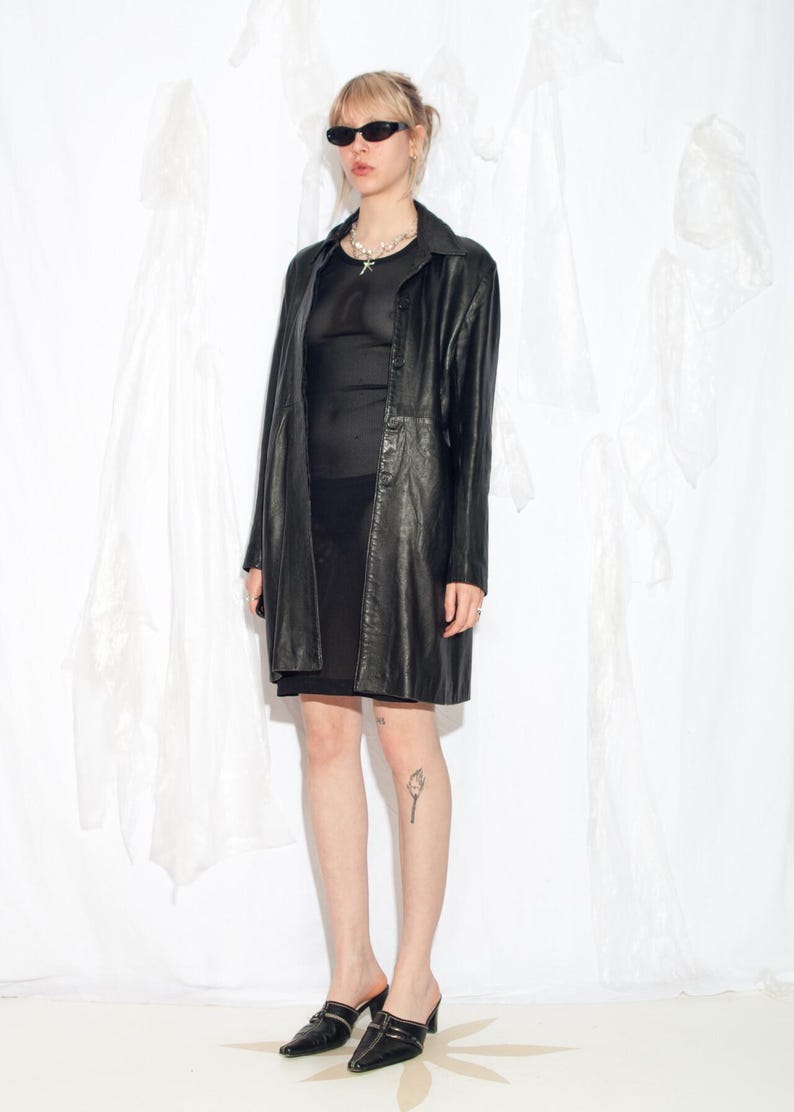 Casaco de couro vintage DKS dos anos 90 na cor preta - Estilo grunge ...