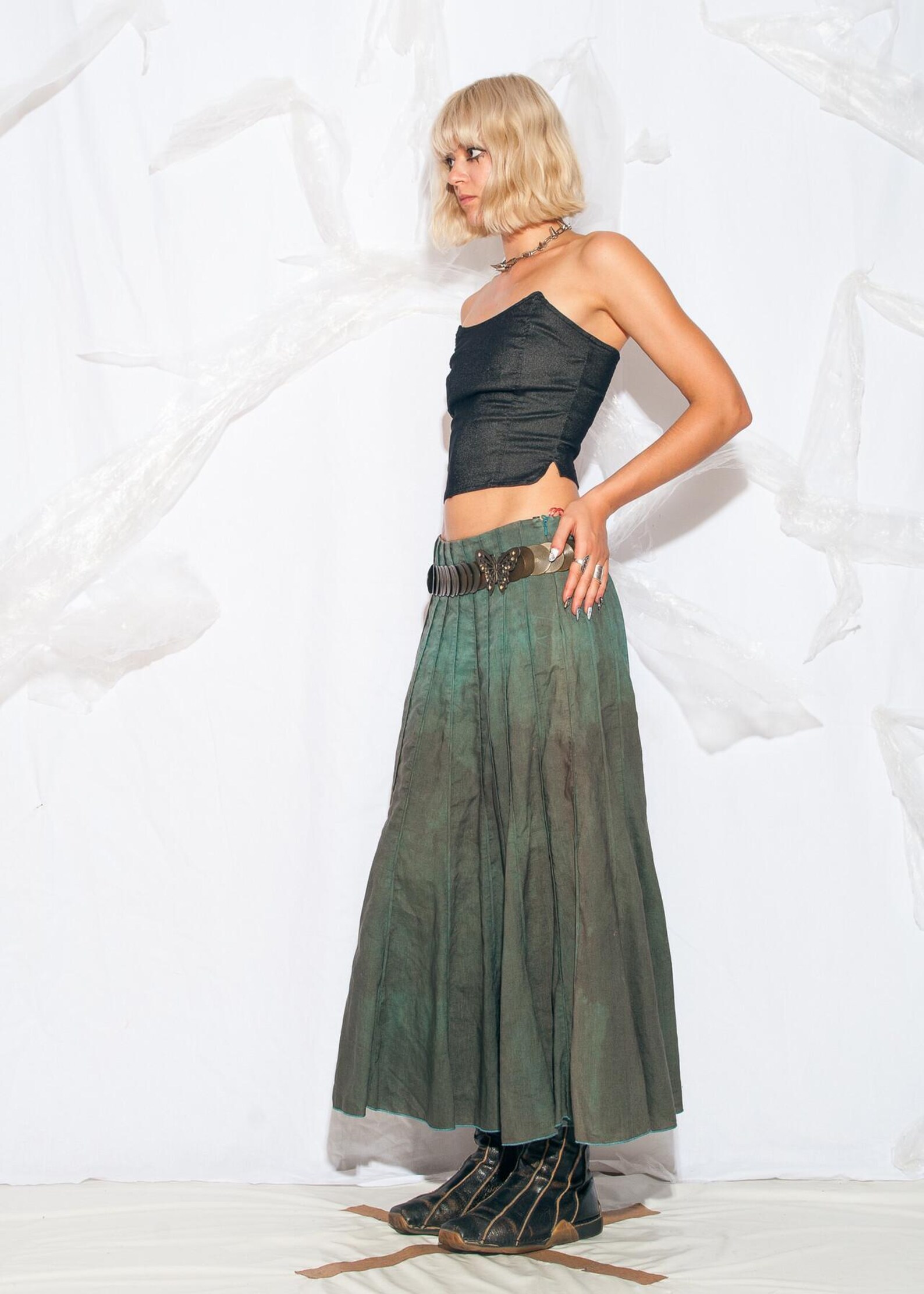 Vintage Y2K Linen Maxi Skirt in Mud Wash Brown Overdyed 2000s ...
