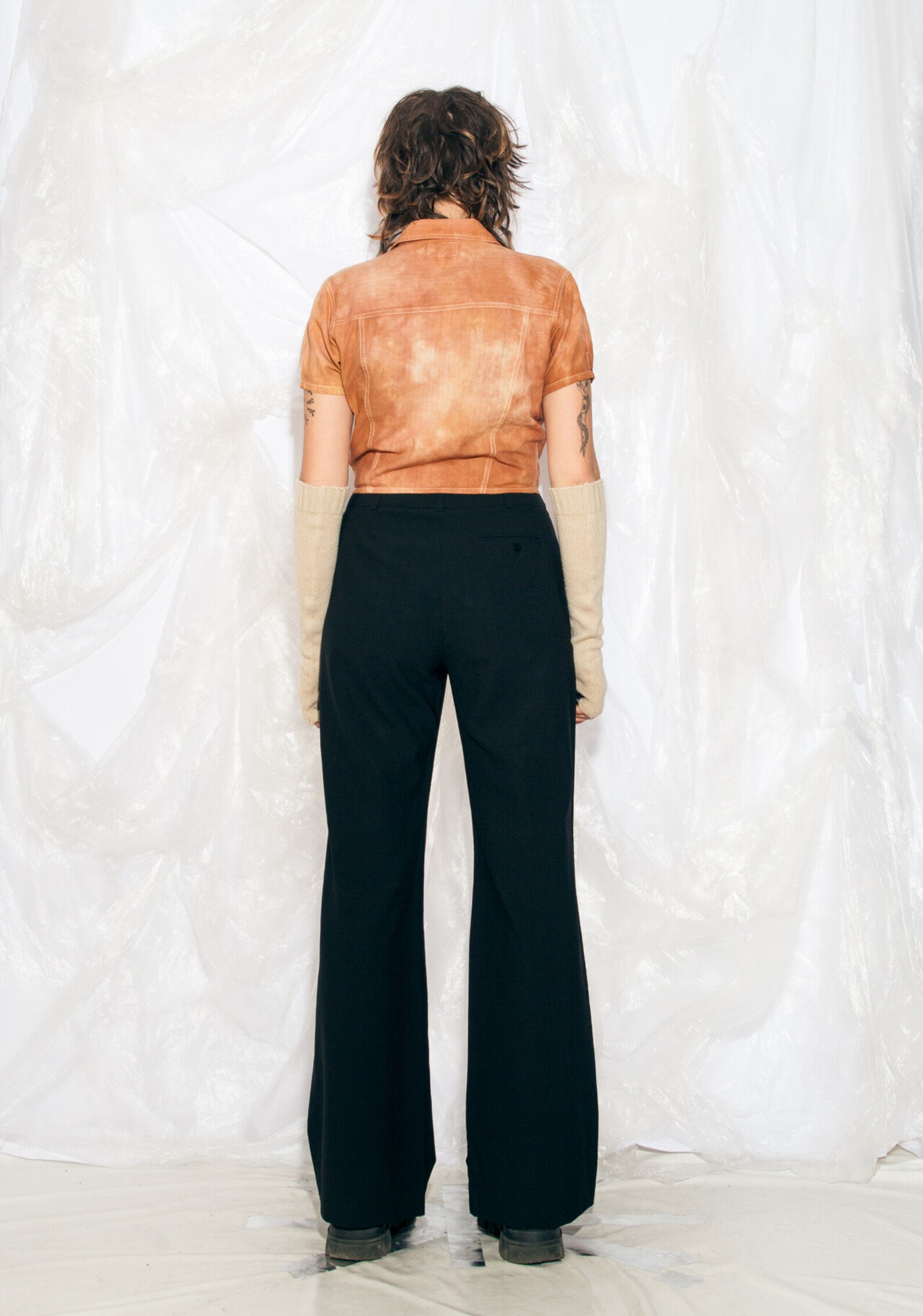 Vintage 90s Reworked Crop Top in Tie-dyed Brown Cotton 1990s Short ...