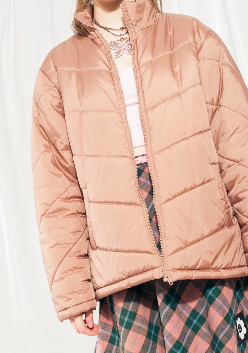 Vintage Puffer Jacket Y2K Puffed Coat in Brown 2000s Shiny | Etsy Ireland