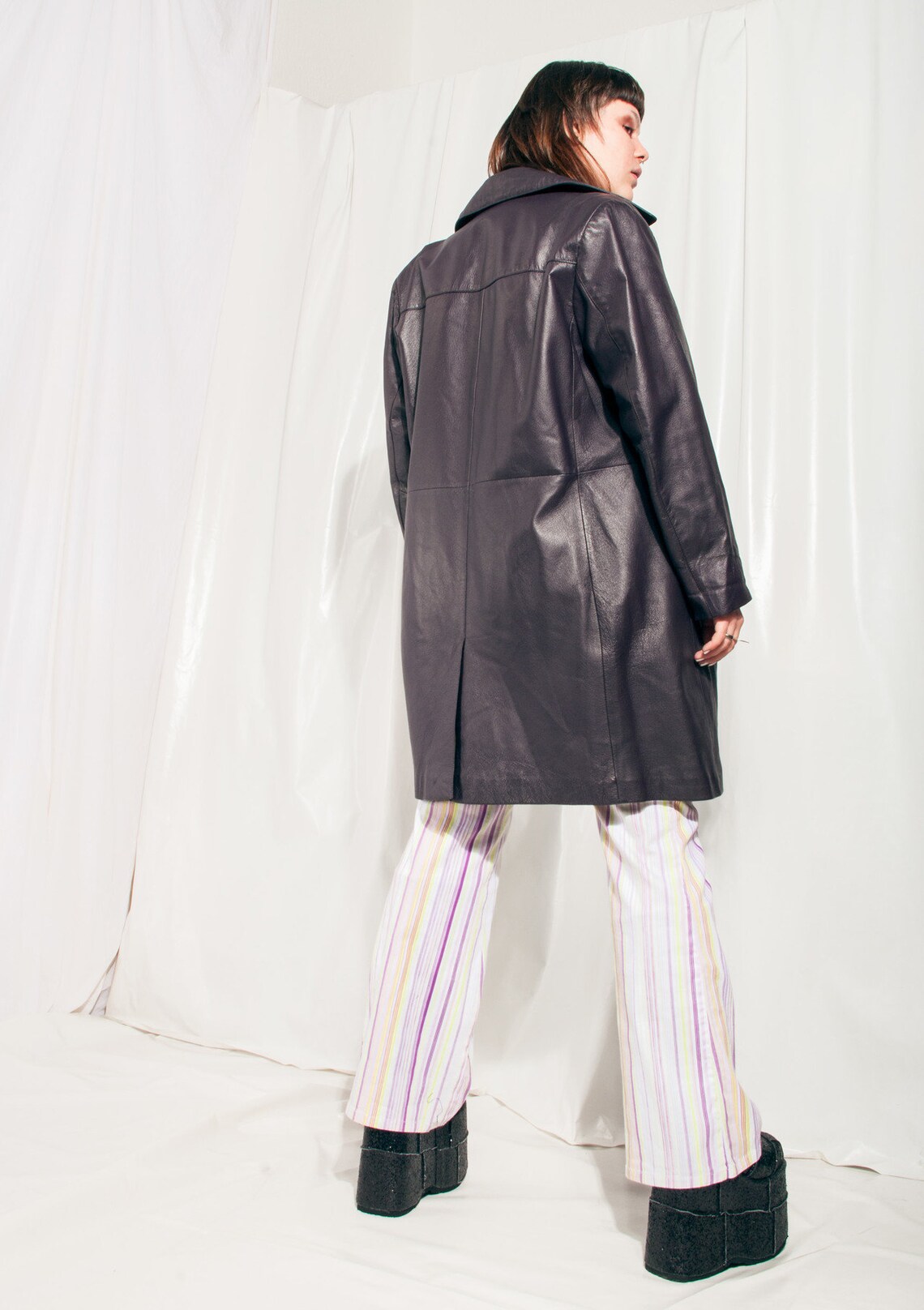 Vintage Lederjacke Y2K Matrix Style Dunkellila Mantel 2000er | Etsy