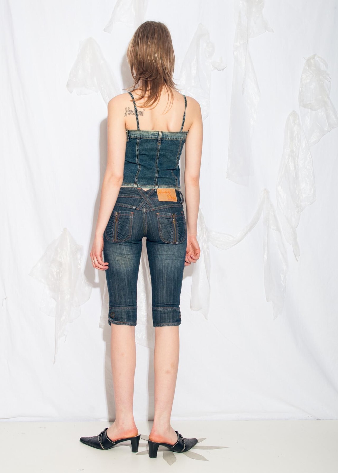 Vintage Y2K Freeparty Denim Capri Jeans in Blue - 2000s Low Waist Slim ...
