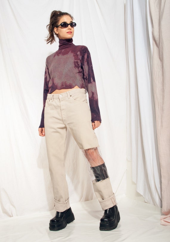 Vintage Levi's Jeans 90s Rework PVC See-through Denim… - Gem