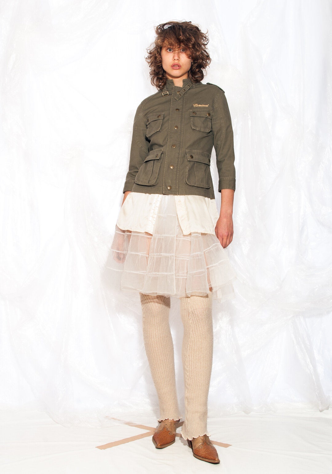 Vintage Y2K Denim Jacket in Criminal Brand 2000s Khaki - Etsy