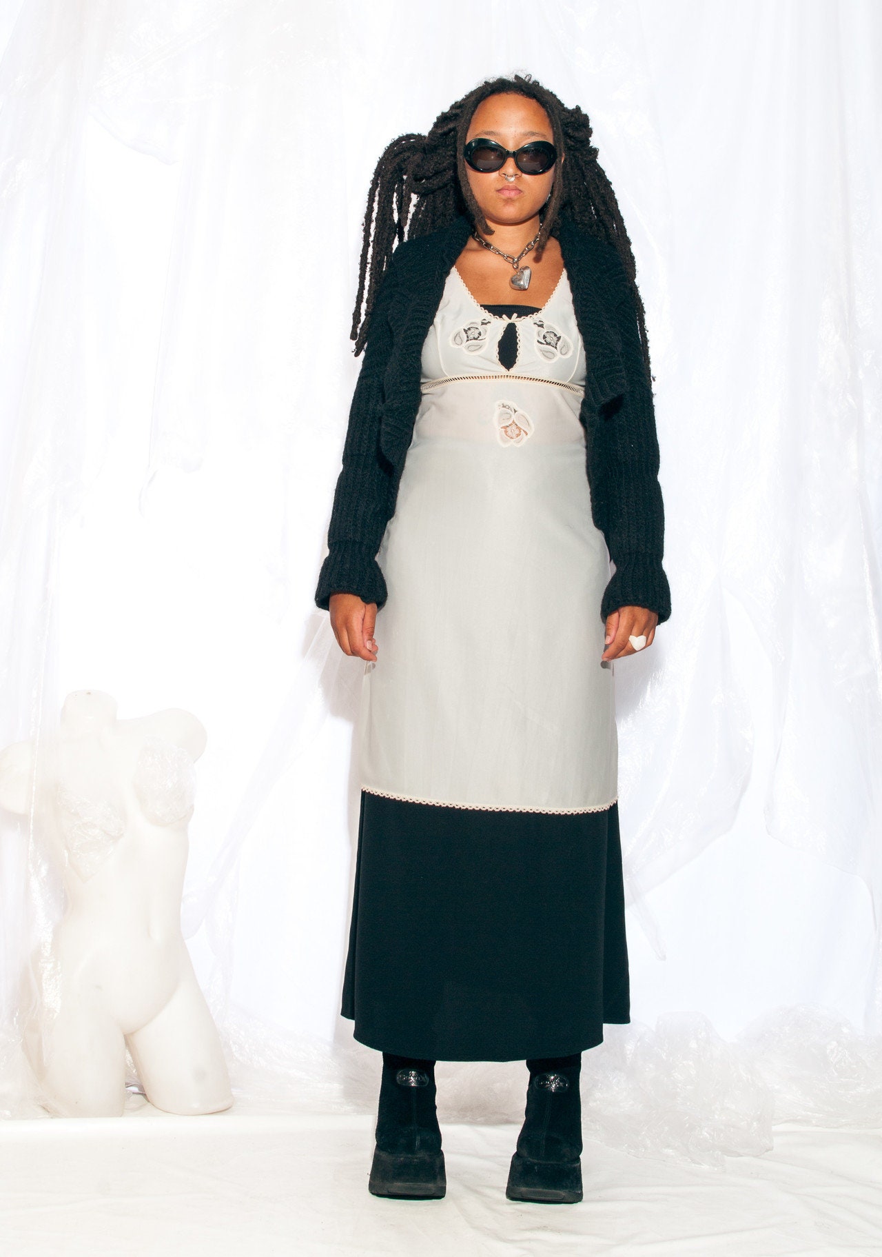 Vintage Y2K Cardigan in Black Knitted 2000s Fairycore Grunge Knit Top ...