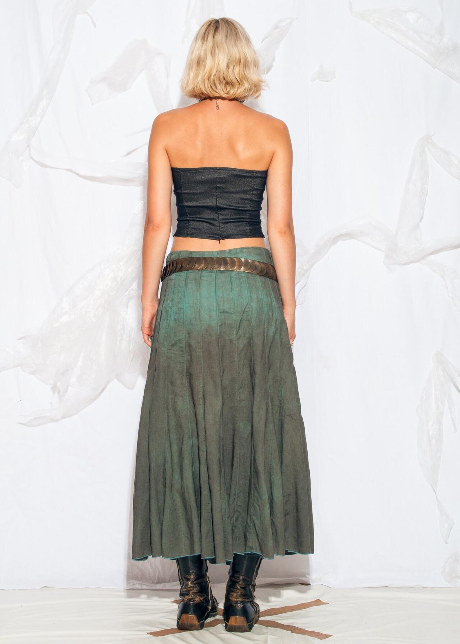 Vintage Y2K Linen Maxi Skirt in Mud Wash Brown Overdyed 2000s ...