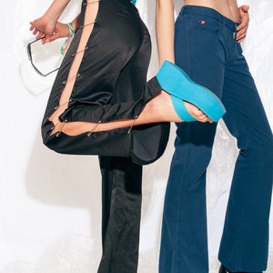 Reworked Vintage Safety Pin Pants Y2K Satin 2000s Open Side Handmade ...