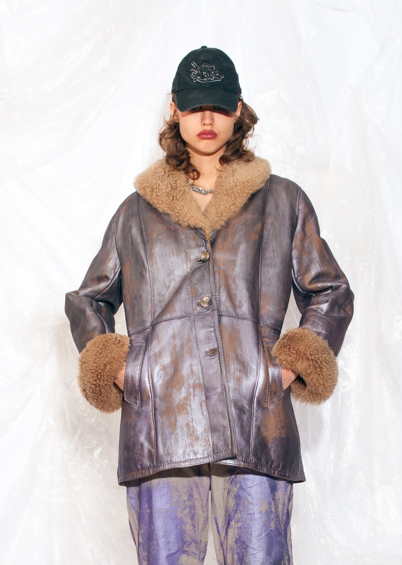 Vintage 70s Reworked Shearling Penny Lane Coat in Purple 1970s Hand ...