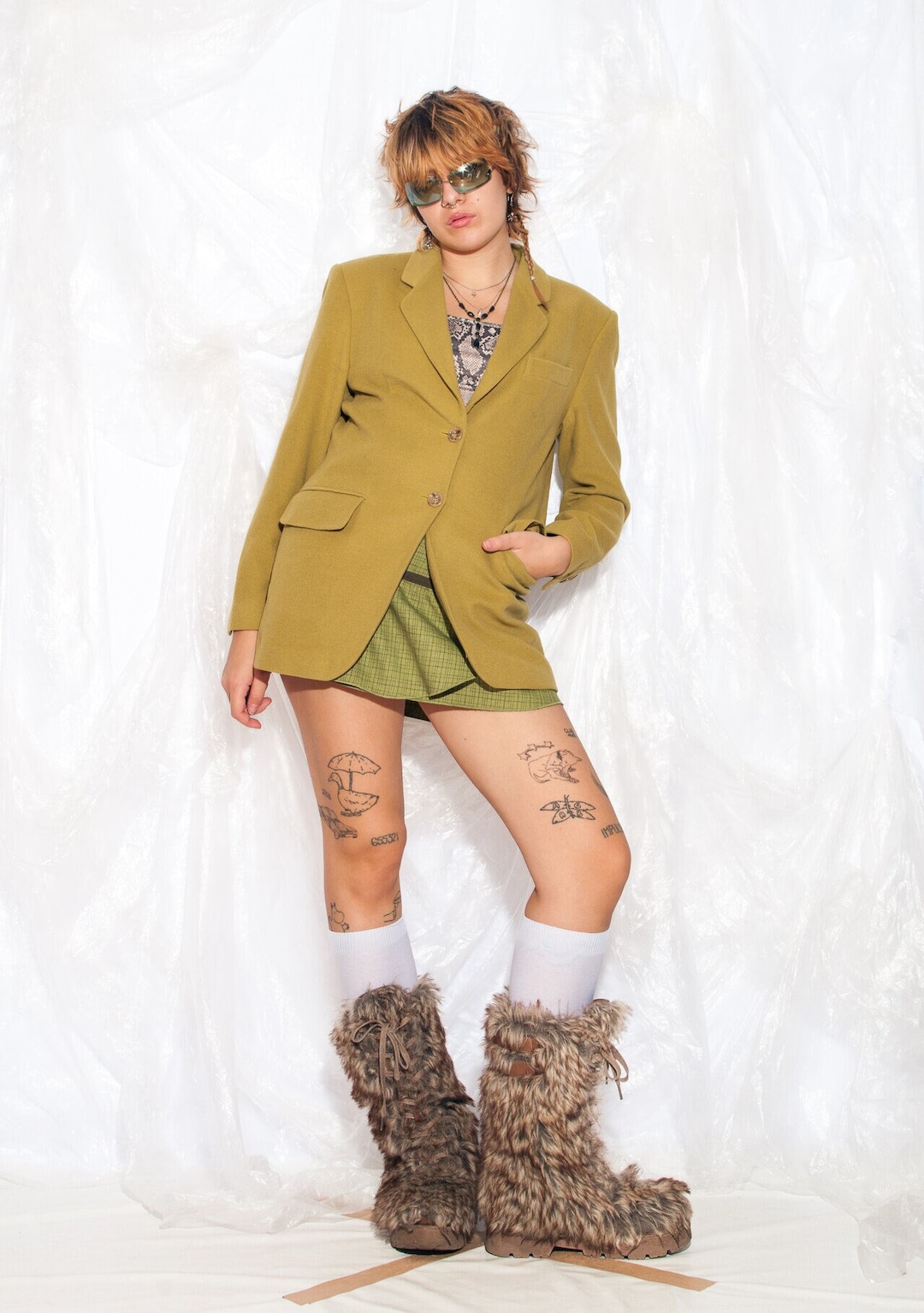 Vintage 90s Blazer Coat in Green Wool 1990s Luxe Tailored Jacket ...