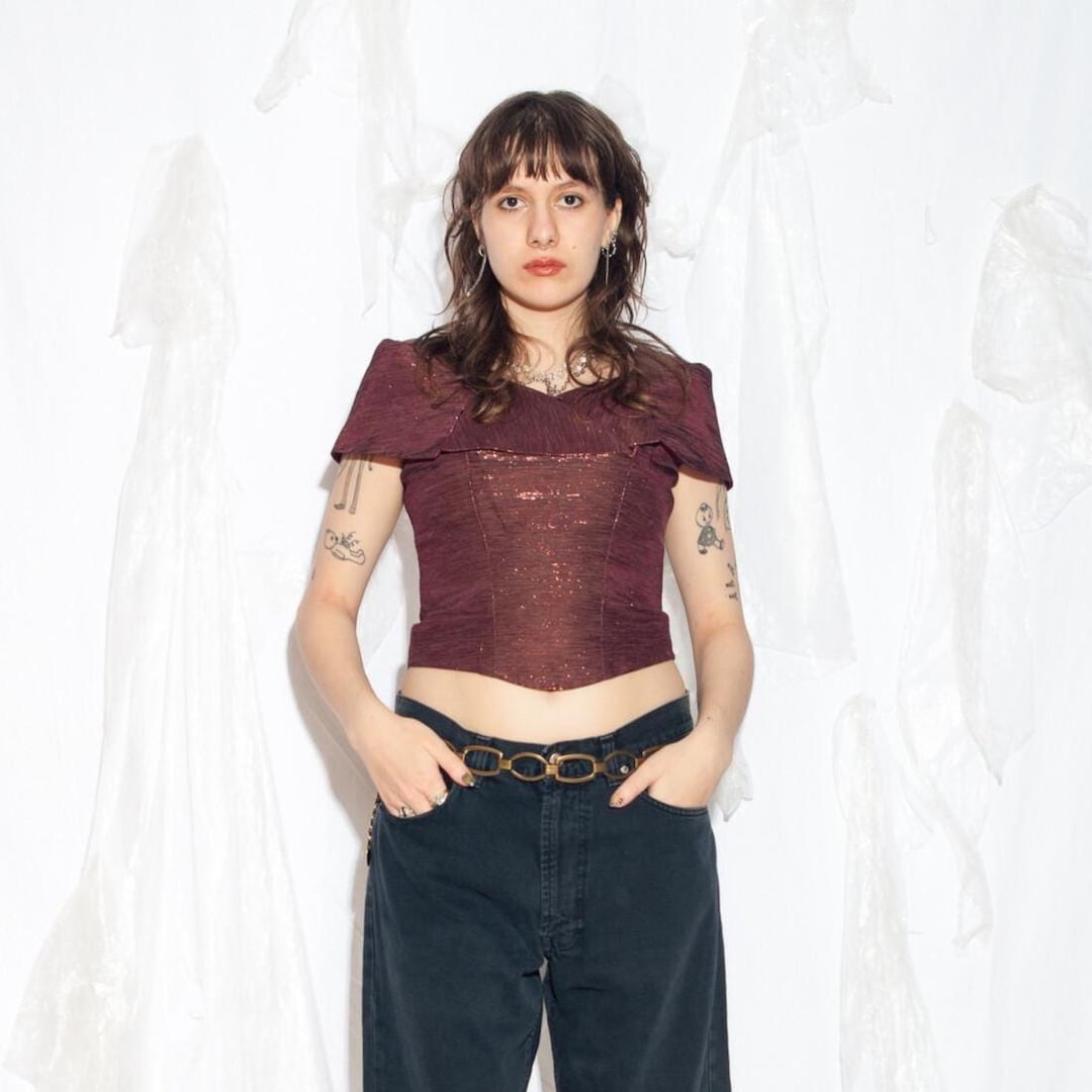 Vintage 90s Maroon Corset Top - 2000s Grunge Y2K Bustier - Party ...