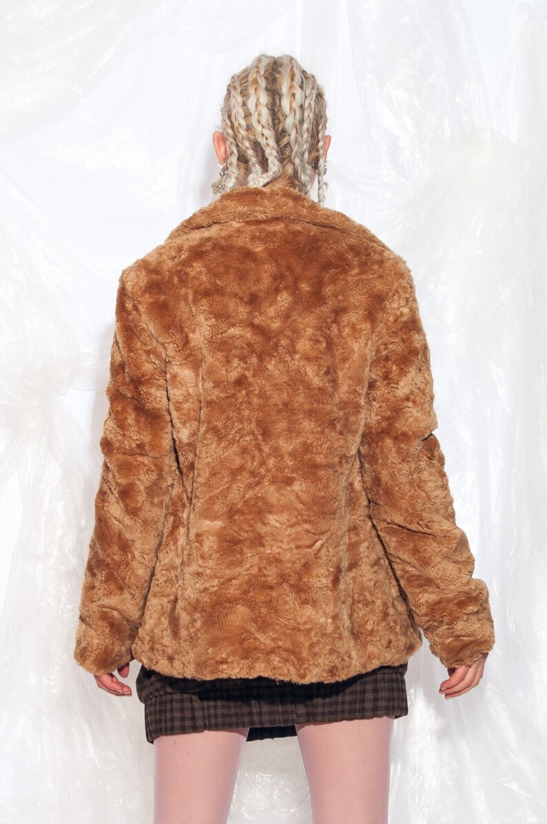 Vintage Y2K 1990s Faux Fur Coat in Brown Teddy Bear 2000s Hotteygirl ...