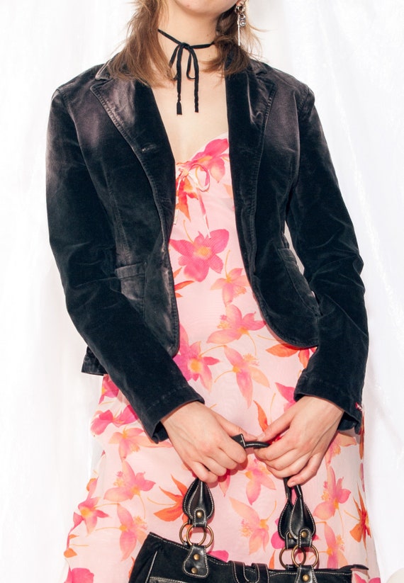 Vintage Miss Sixty Blazer Y2K Slim Jacket in Grey Vel… - Gem